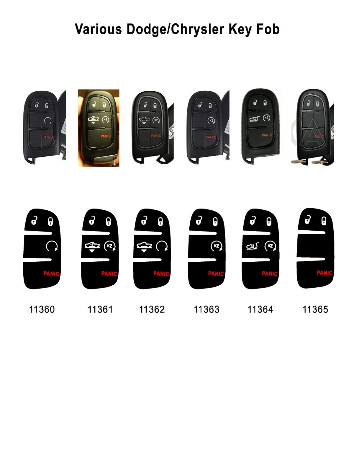 Chrysler/Dodge Key Fob (various) | Auto Button Repair